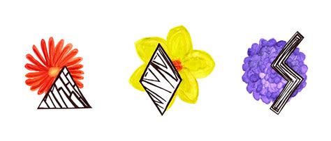 당신의 디자인을 위해 고립 된 흰색 배경에 다채로운 꽃과 기하학의 수채화 컬렉션 손으로 그린 일러스트 레이 션 고풍스런에 대한