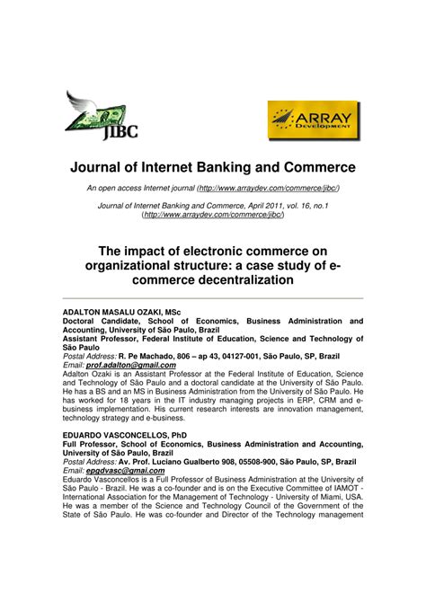 PDF The Impact Of Electronic Commerce On Organizational Structure A Case Study Of Ecommerce