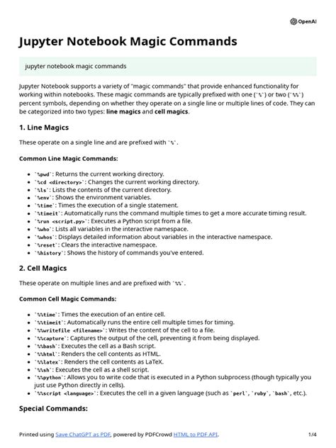Jupyter Notebook Magic Commands Pdf Java Script Computing