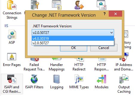 Iis How To Change Net Framework V2 0 To V4 0 For ISAPI And CGI Restrictions Feature In IIS7