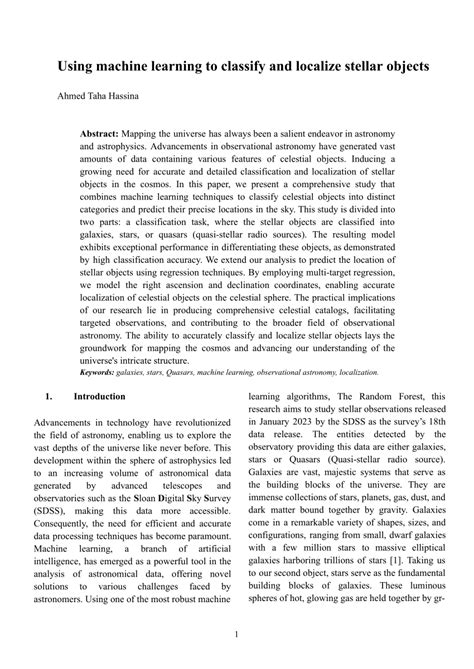 Pdf Using Machine Learning To Classify And Localize Stellar Objects