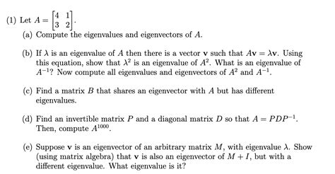 solved 1 let a 1 21 a compute the eigenvalues and