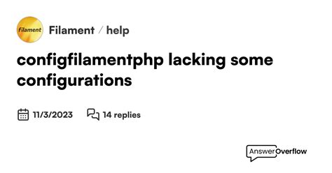 Configfilamentphp Lacking Some Configurations Filament