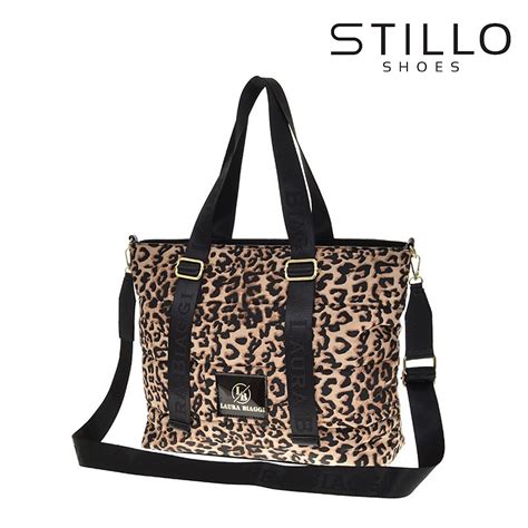 Леопардова дамска чанта с черни дръжки 45438