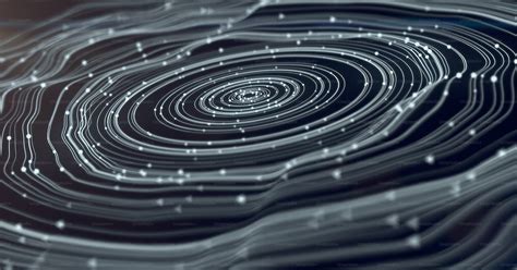 어두운 배경에 작은 구슬이 있는 최면 물결 모양의 흰색 고리 마법의 개념입니다 3d 렌더링 사진 Unsplash의 우크라이나 이미지