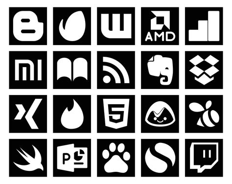 20 Social Media Icon Pack Including Baidu Swift Evernote Swarm Html