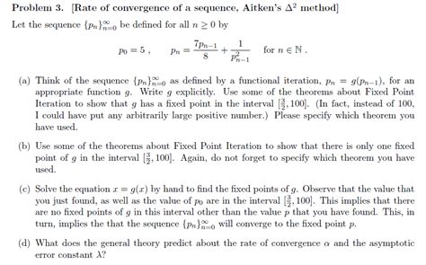 Solved Problem Rate Of Convergence Of A Sequence Chegg