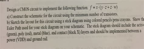 Solved Design A CMOS Circuit To Implement The Following Chegg