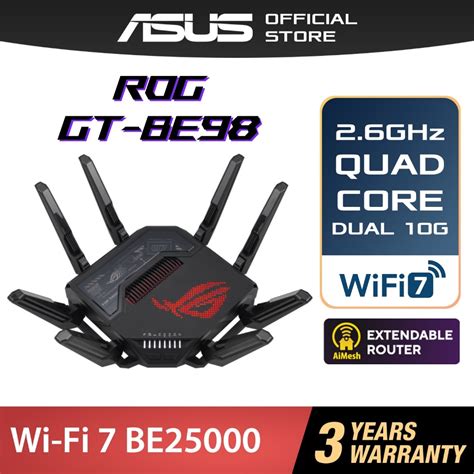 ASUS ROG Rapture GT BE Quad Band BE WiFi Gaming Wireless Router Dual G WAN GT BE