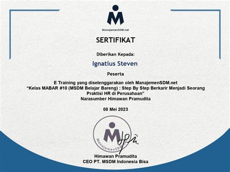 Ignatius Steven On Linkedin Mei 2023 Tepat 1 Tahun Yang Lalu Saya Mengikuti Kelas Mabar Jadi