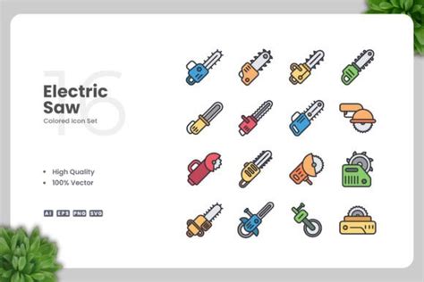 Electric Saw Color Icons Graphic By Upnowgraphic · Creative Fabrica