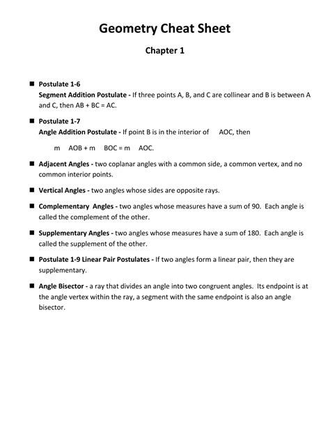 Geometry Cheat Sheet Laws And Theorems Download Printable Pdf Templateroller