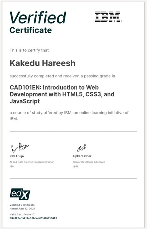Hareesh Kakedu On Linkedin Ibm Edx Html Css Javascript Webdevelopment