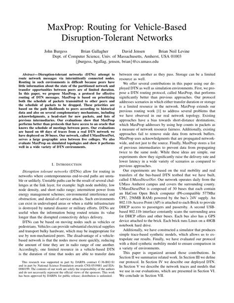 Pdf Maxprop Routing For Vehicle Based Disruption Tolerant Networks