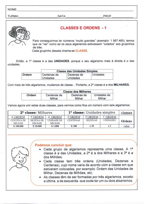 💖matemática Classes E Ordens 1 · Alfabetização Blog