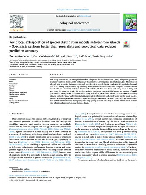 Pdf Reciprocal Extrapolation Of Species Distribution Models Between