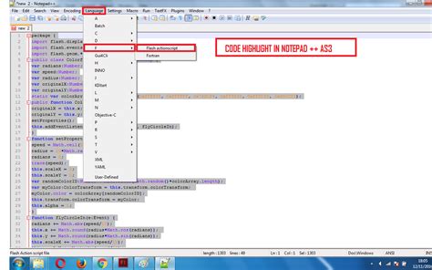 FLASH CODE HIGHLIGHT BY NOTE PAD Flash College
