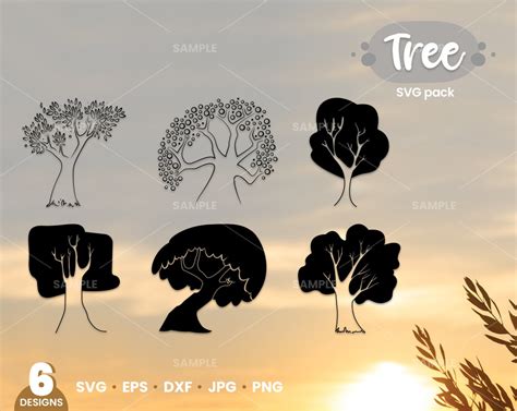 Tree SVG Pack 4 Tree SVG Tree Clipart Vector Cut File For Cricut Silhouette Png Digital