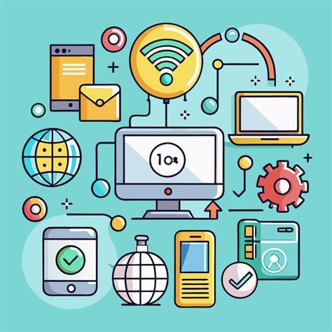 Illustrated Network Of Devices Connected To Internet Premium Ai Generated Vector