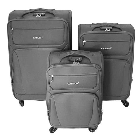 Set 3 Valize Troler Material Textil 4 Roti Gri 3 Dimensiuni Trc35
