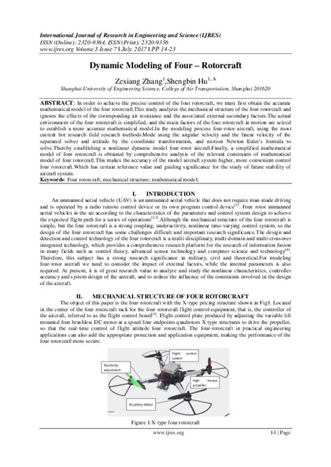 Pdf Dynamic Modeling Of Four Rotorcraft