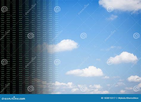 Digital Composite Of Binary Code Creating Blue Cloudy Sky Stock Image