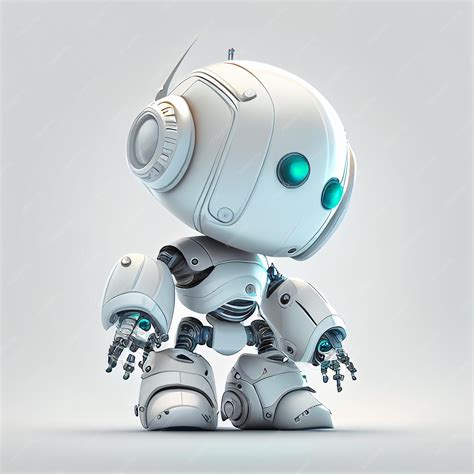 제너레이티브 Ai 기술로 생성된 고립된 배경의 작은 로봇의 캐릭터 디자인 프리미엄 사진