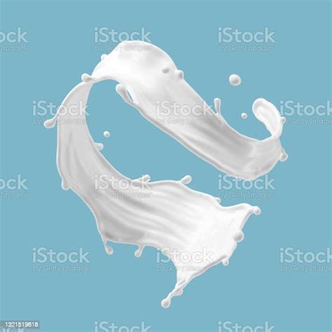 3d 렌더 물결 모양의 다이내믹 밀크 스플래시 일러스트레이션 파란색 배경에 격리된 추상 액체 클립 아트 흰색 페인트 튀기 3차원 형태에 대한 스톡 사진 및 기타 이미지