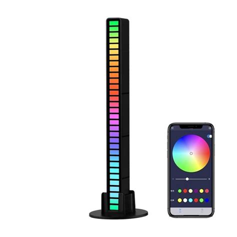 Rgb 사운드 제어 리듬 응답 조명 음악 주변 Led 픽업 조명 플러그인32 조명 App 검정