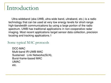 Ppt Develop New Mac Protocol For Uwb With Its Simulation Based On Ns2 Powerpoint Presentation
