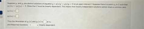 Solved Suppose Y1 And Y2 Are Distinct Solutions Of Equation Chegg Com