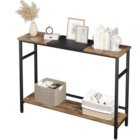 Kselythan Narrow Console Table With Shelf Color Block Entryway Table