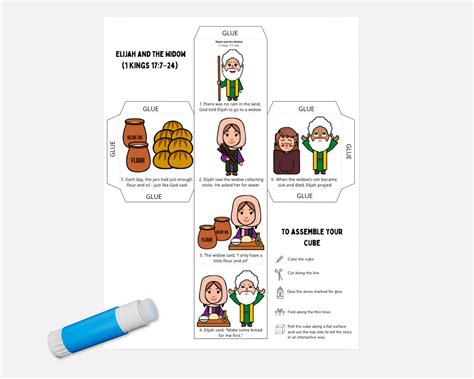 Elijah And The Widow Coloring Cube Craft 1 Kings 17 Bible Printable