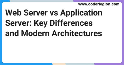 Web Server Vs Application Server Key Differences And Modern Architectures Coder Legion