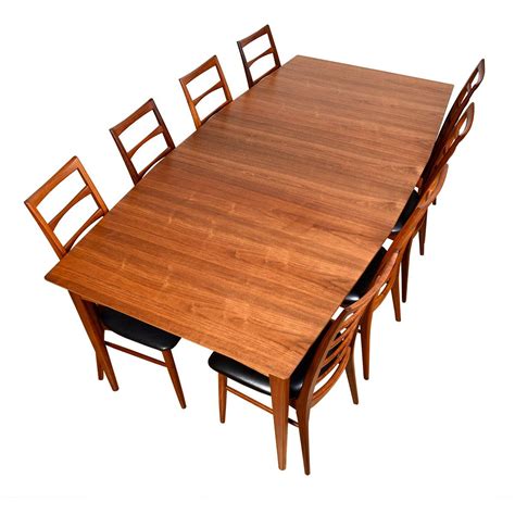 Rectangular Polygon Mid Century Modern Walnut Expanding Dining Table