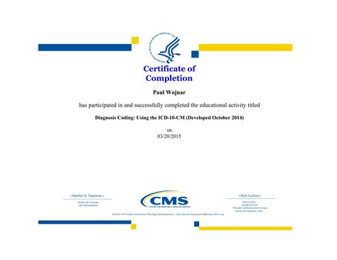 Icd 10 Training Certificate Pdf