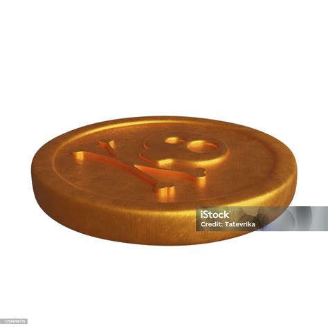 해골과 뼈로 해적 기호황금 동전 3d 일러스트레이션 흰색 배경에 격리 0명에 대한 스톡 사진 및 기타 이미지 0명 3차원 형태 고대 유물 Istock