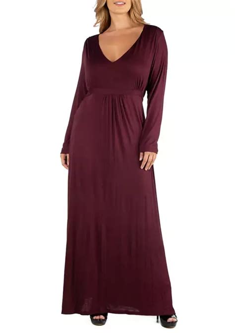 24seven Comfort Apparel Plus Size Semi Formal Long Sleeve Maxi Dress Belk