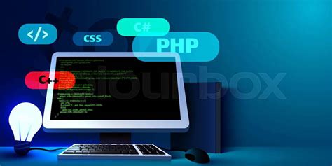 Web Development Coding And Programming Futuristic Banner C Colourbox