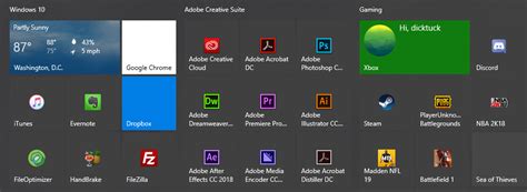 Missing Icons On The Start Menu Version 1803 Build 17134228 Rwindows10
