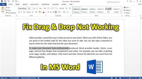How To Fix Drag And Drop Text In Ms Word Youtube