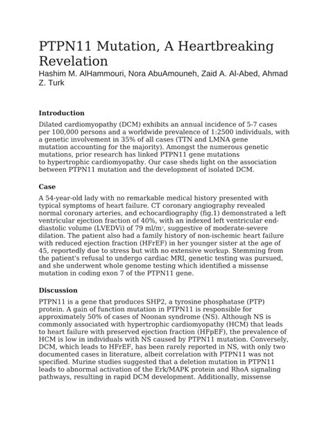Pdf Ptpn11 Mutation A Heartbreaking Revelation