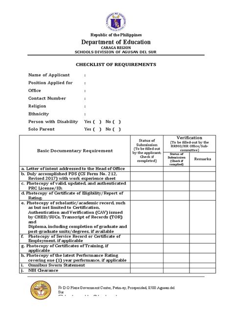 Checklist Of Requirement And Omnibus Sworn Statement Fff Download Free Pdf Verification And