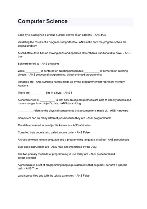 Computer Science Exam 20242025 Questions With Completed And Verified