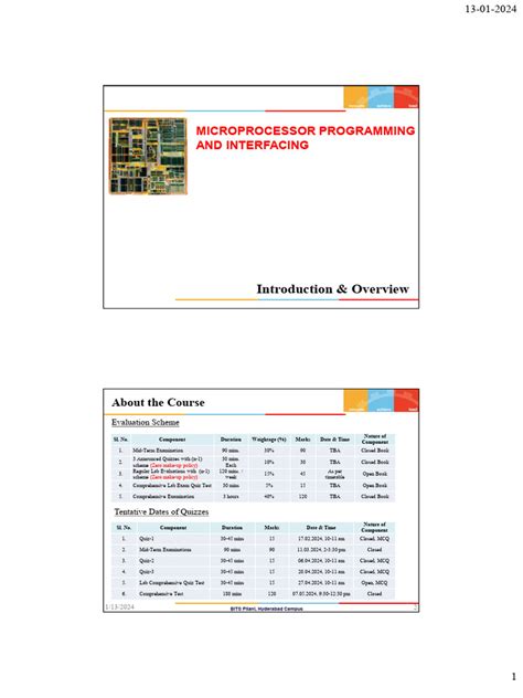 Lecture 1 12th Jan 2024 Pdf Computer Data Storage Microprocessor