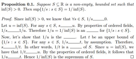 Solved Proposition 0.1. Suppose S CR is a non-empty, bounded | Chegg.com