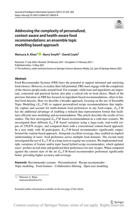 Addressing The Complexity Of Personalized Context Aware And Health Aware Food Recommendations