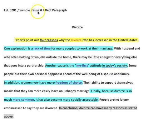 Cause Effect Paragraph Sample