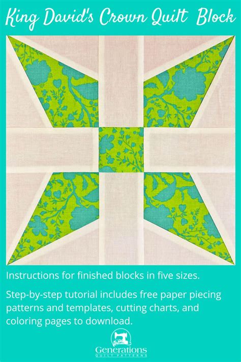 King Davids Crown Quilt Block Tutorial 5 7½ 10 12½ And 15