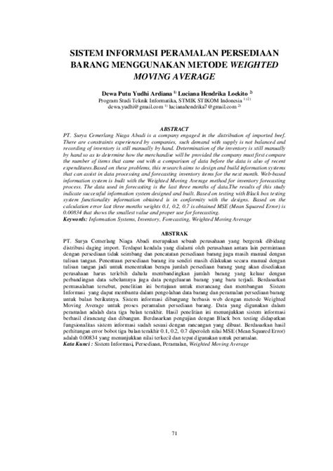 (PDF) Sistem Informasi Peramalan Persediaan Barang Menggunakan Metode ...